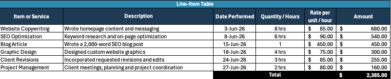 Freelance Invoice Template for Excel (Free Download)